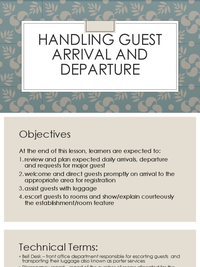 Handling Guest Arrival and Departure | PDF | Baggage
