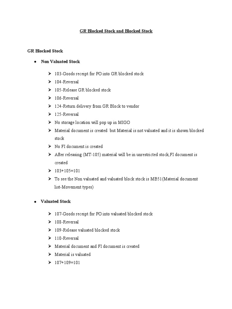 GR Blocked Stock and Blocked Stock | PDF