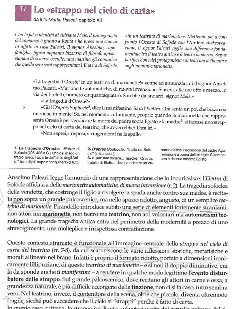 Pirandello - Il Fu Mattia Pascal - Lo Strappo Nel Cielo Di Carta | PDF
