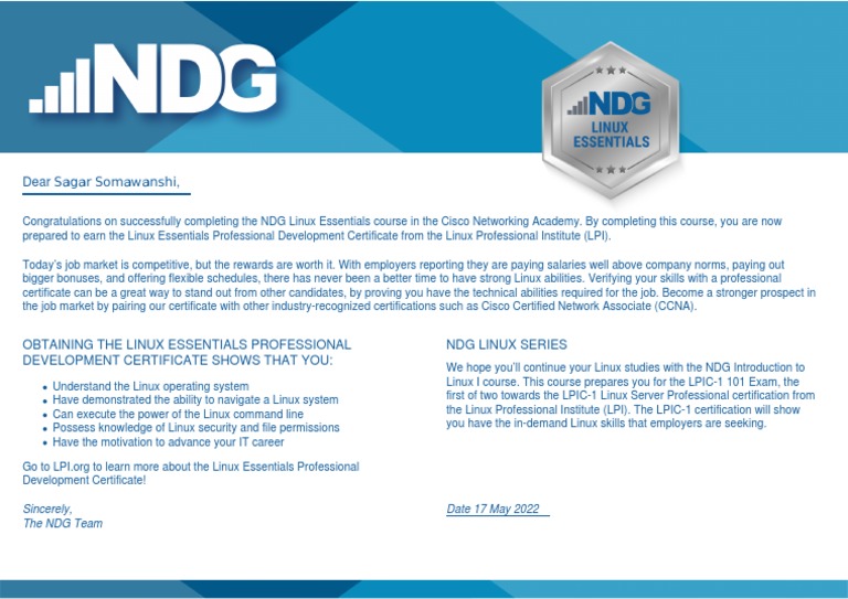 -NDG Linux Essent-certificate (1) | PDF
