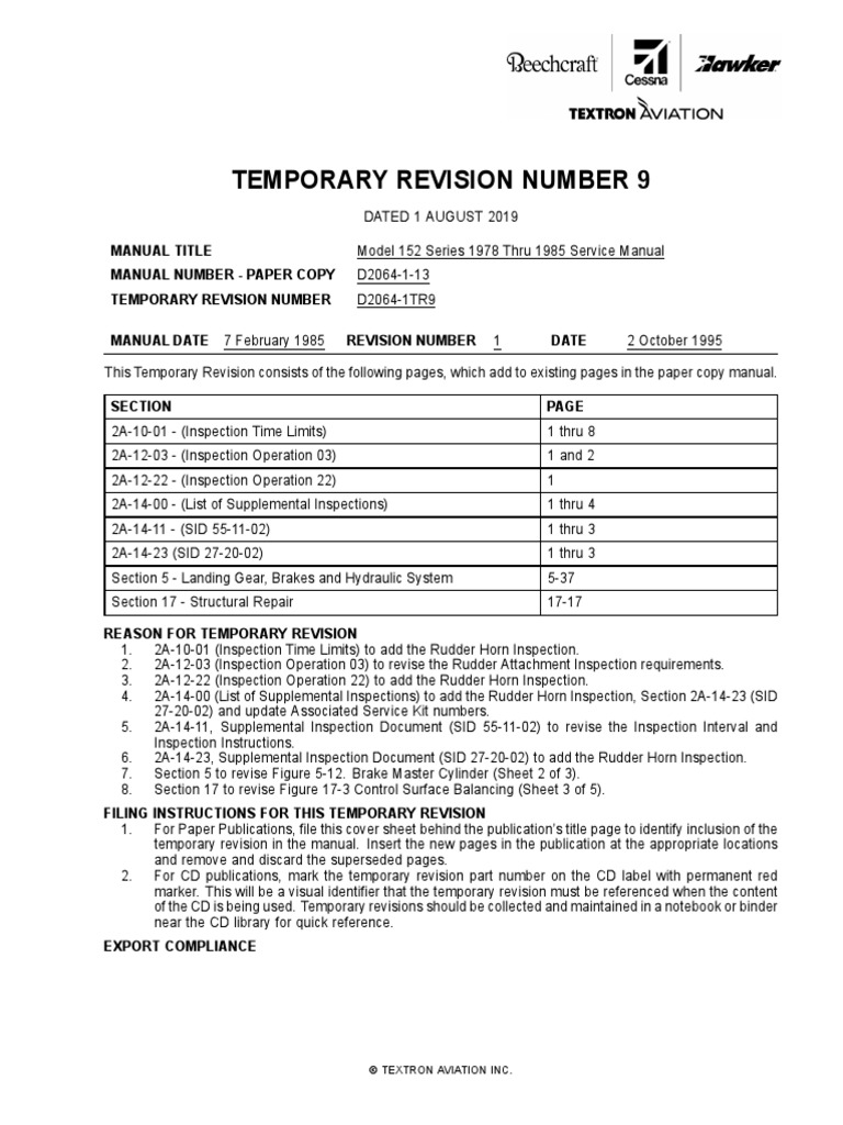 Manual Title Manual Number - Paper Copy Temporary Revision Number | PDF ...
