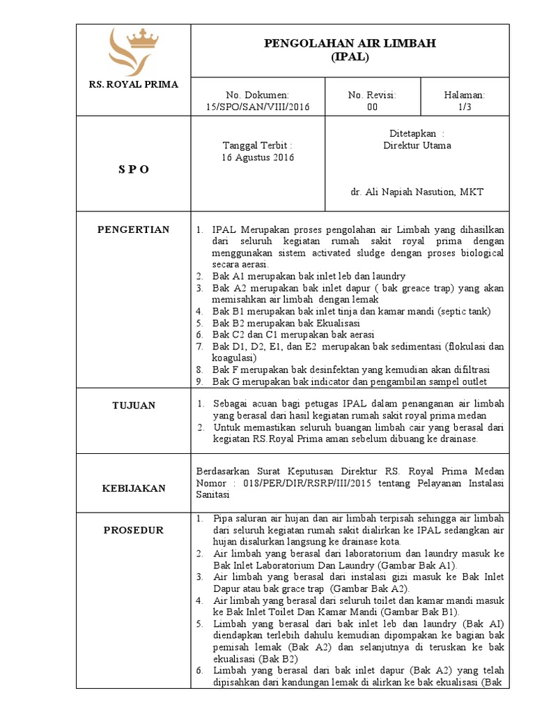 Proses IPAL RS Royal Prima Medan | PDF