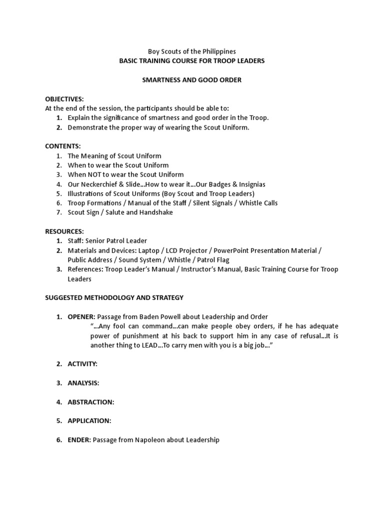 Troop Leaders' Training on Scout Uniforms | PDF