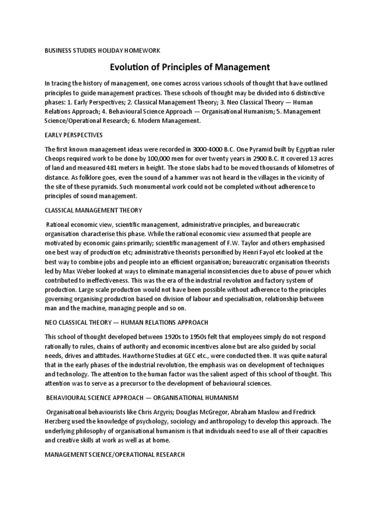 Evolution of Principles of Management | PDF | Science | Theory