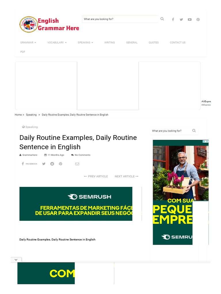 Daily Routine Examples, Daily Routine Sentence in English - English ...