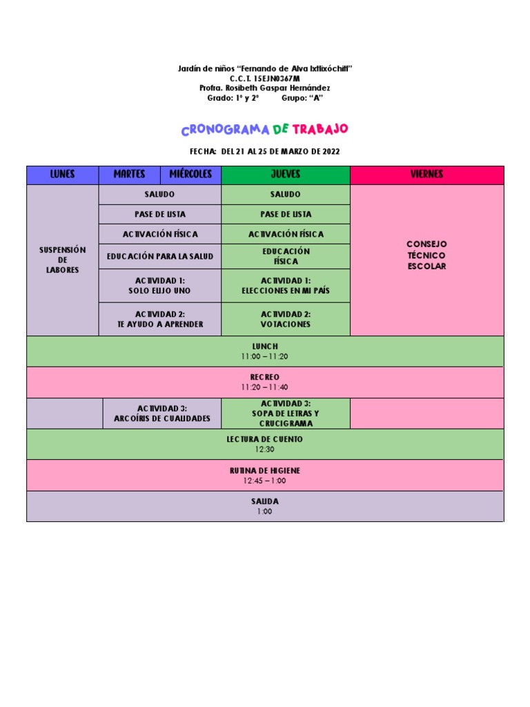 Plan Preescolar | PDF | Educación de la primera infancia | Elecciones