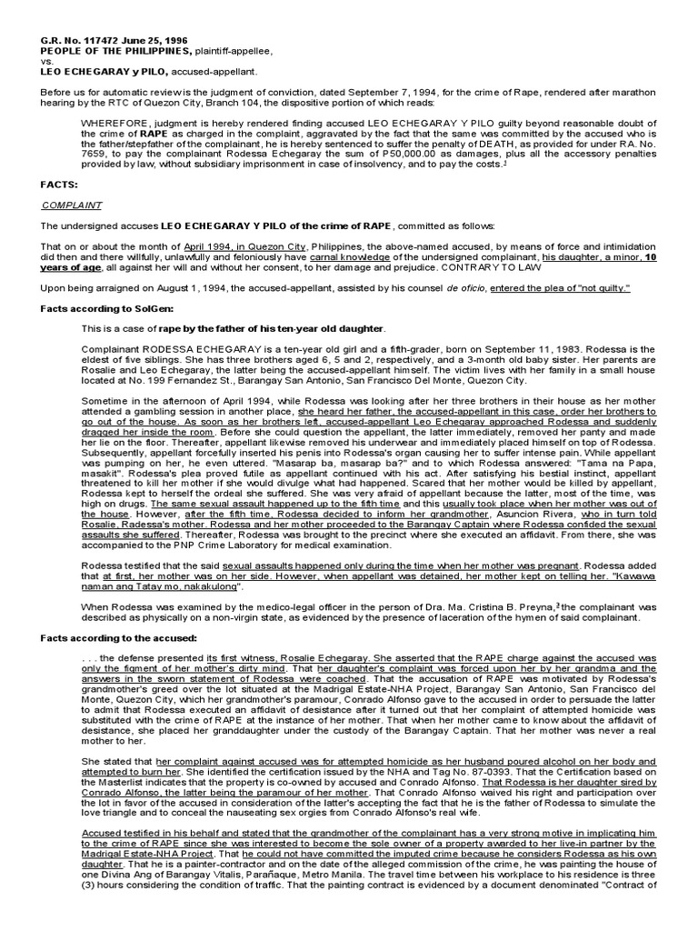 Echegaray Case | PDF | Rape | Witness