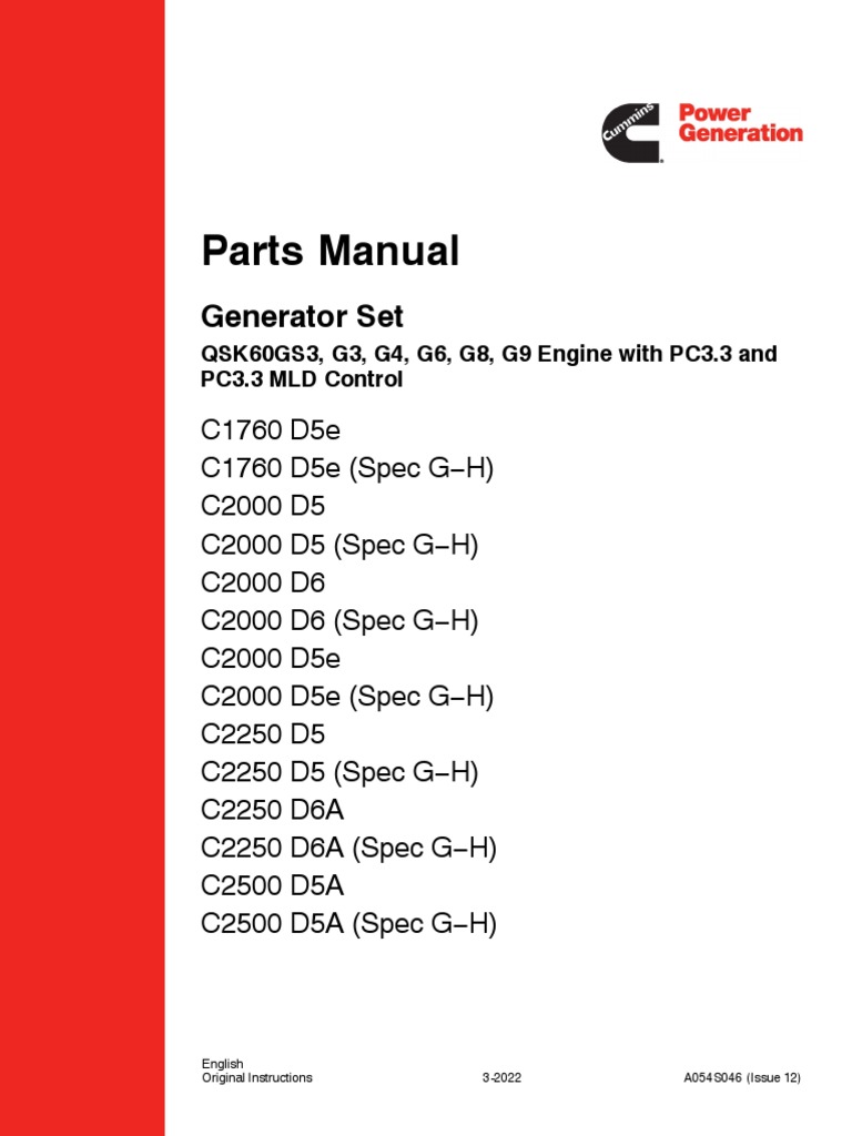 Parts Manual: Generator Set | PDF | Transformer | Safety