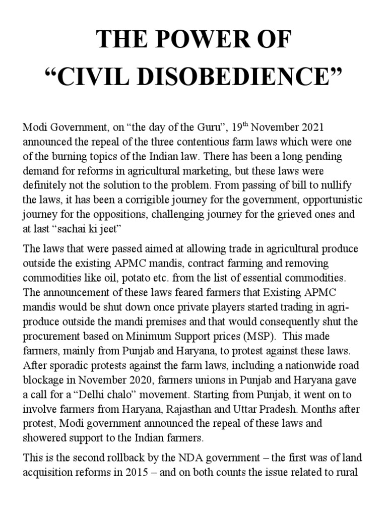 The power of Civil Disobedience | PDF | Civil Disobedience | Economies