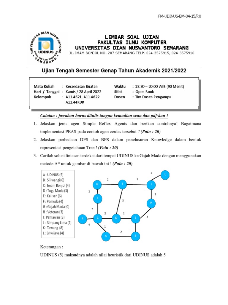 Ujian AI UDINUS 2021/2022 | PDF