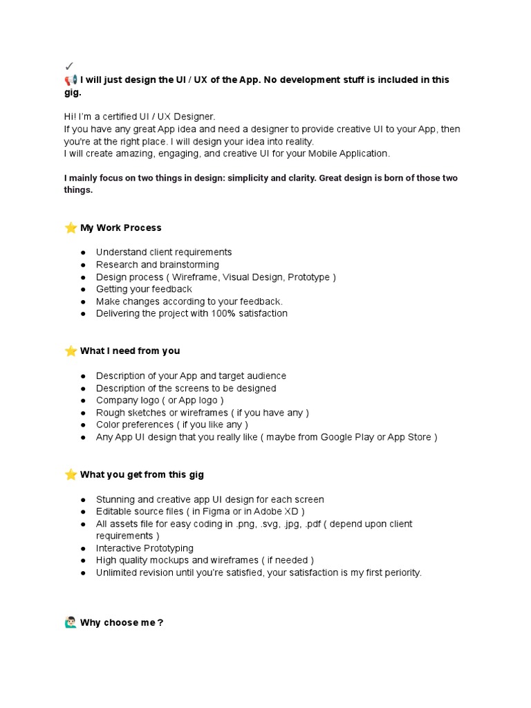 Gig Description | PDF | Mobile App | User Interface