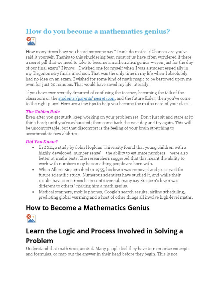 How Do You Become A Mathematics Genius? | PDF | Mathematics | Cognition
