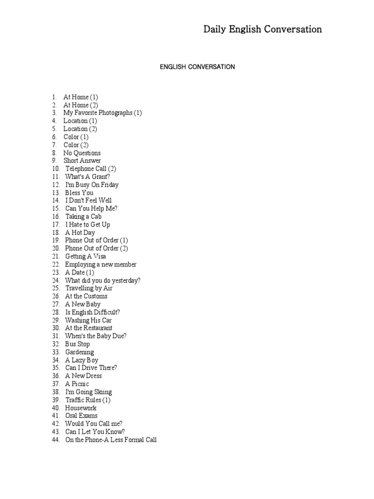 Speaking English Conversation Practice | PDF