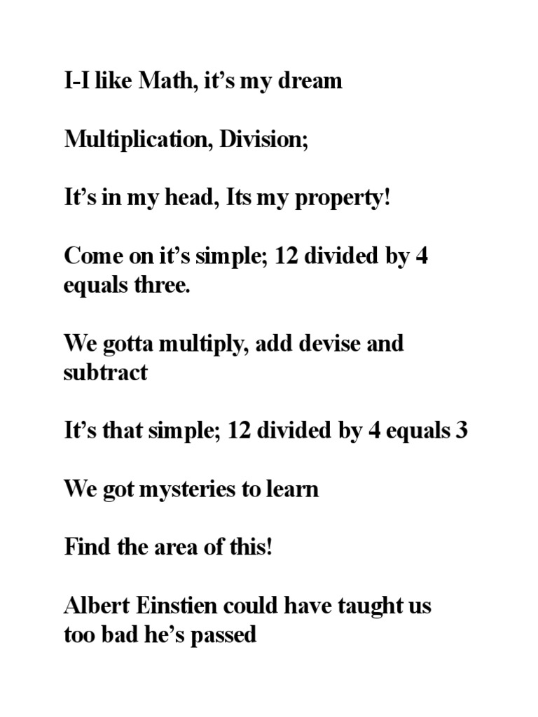 Lyrics For Math Yell | PDF