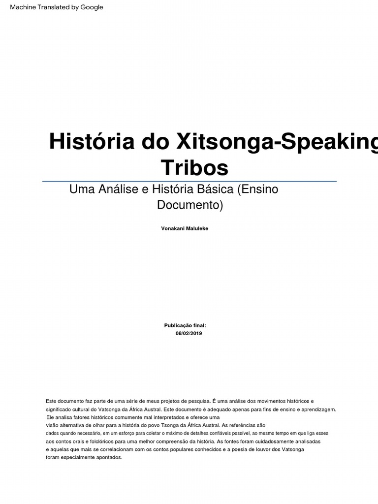 History of Xitsonga Speaking Tribes | PDF | Moçambique | África do Sul