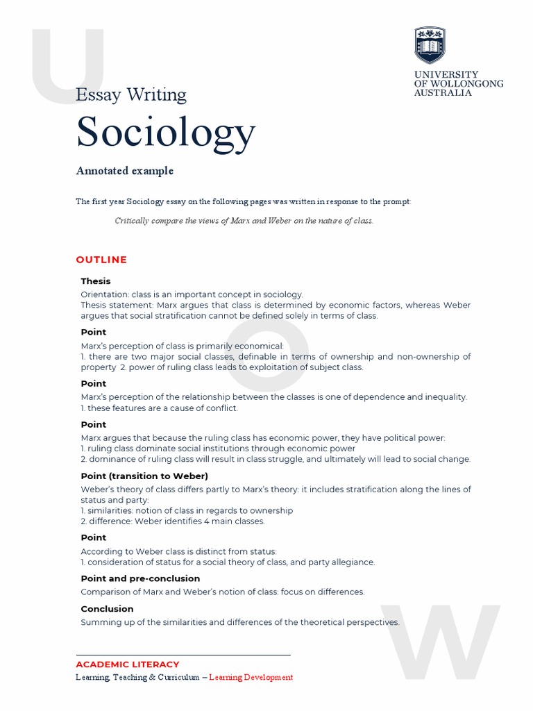 Sociology: Essay Writing | PDF | Max Weber | Social Stratification