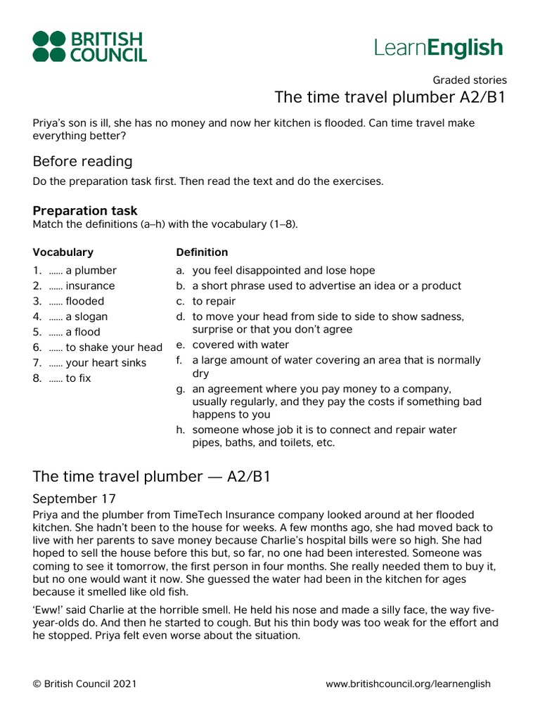 LearnEnglish Graded Stories The Time Travel Plumber A2 B1 | PDF
