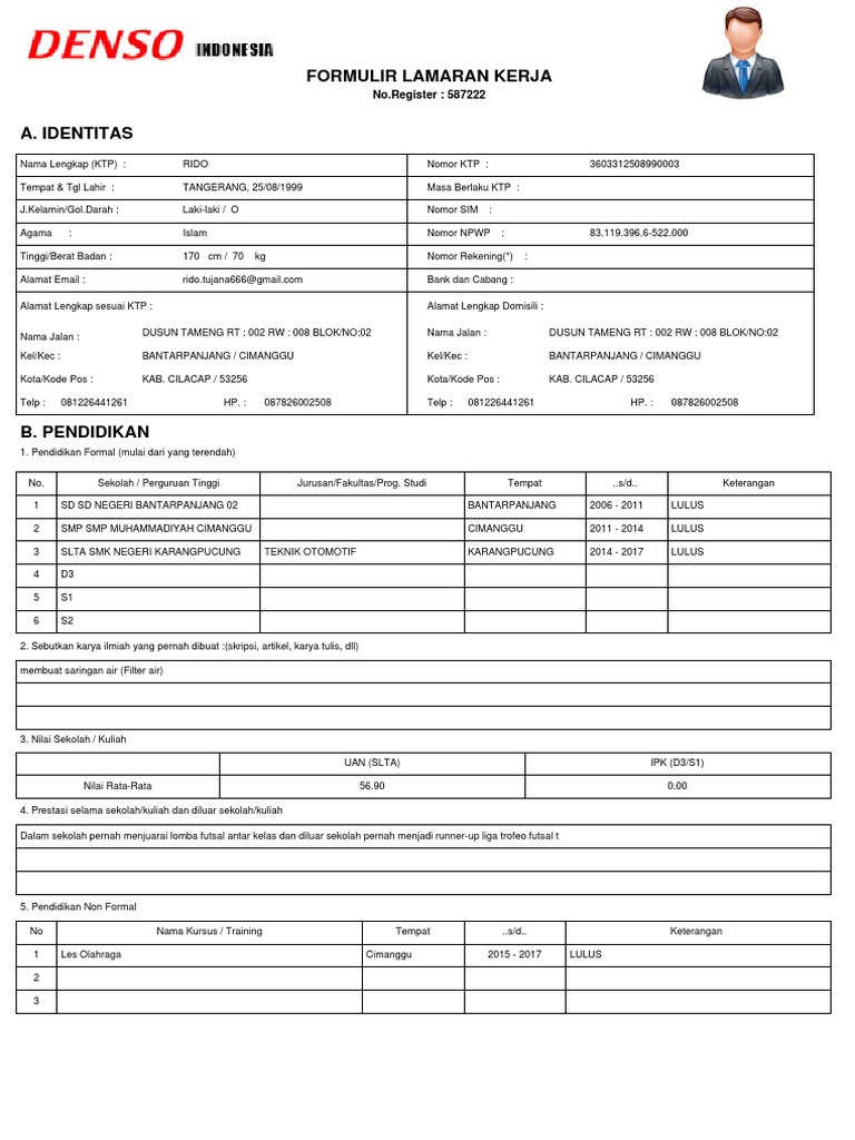 Lamaran Kerja DENSO | PDF