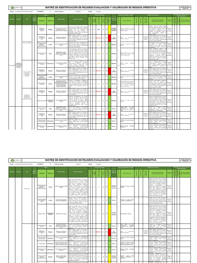 Matriz de Peligro SPPB Rev01 | PDF | Factores humanos y ergonomía | Medicina CLINICA