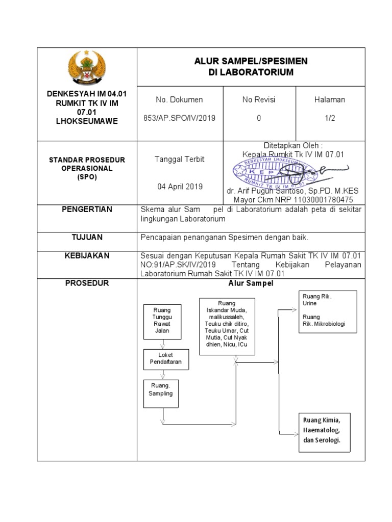 Alur Sampel Laboratorium RS TK IV IM | PDF