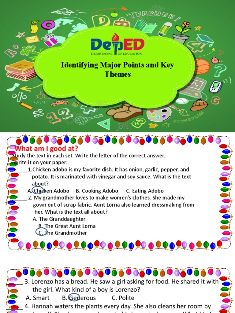Identifying Major Points and Key Themes | PDF | Bees | Fruit