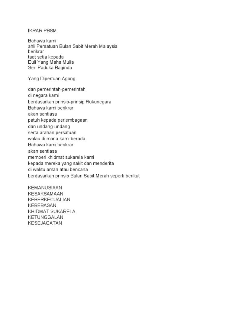 Ikrar PBSM | PDF