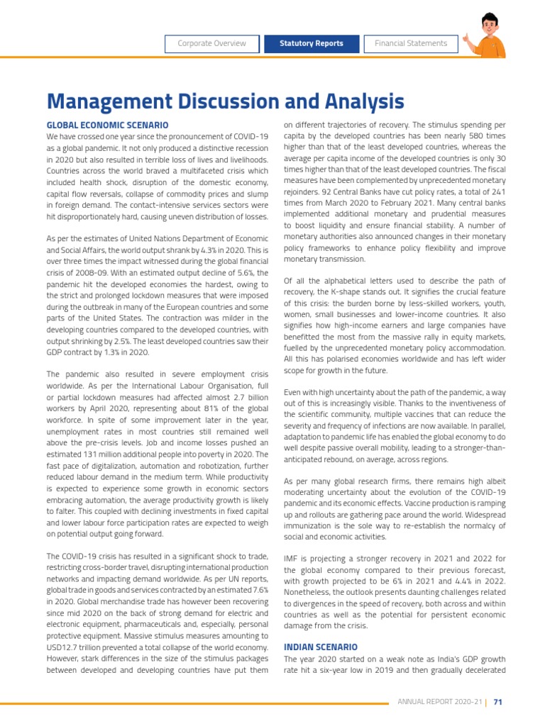 Management Discussion and Analysis | PDF | Banks | Economic Growth
