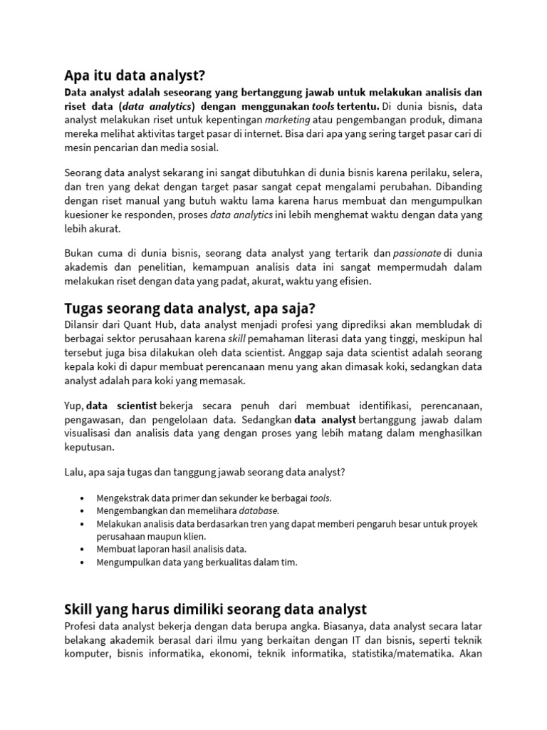 Panduan Lengkap Menjadi Data Analyst | PDF