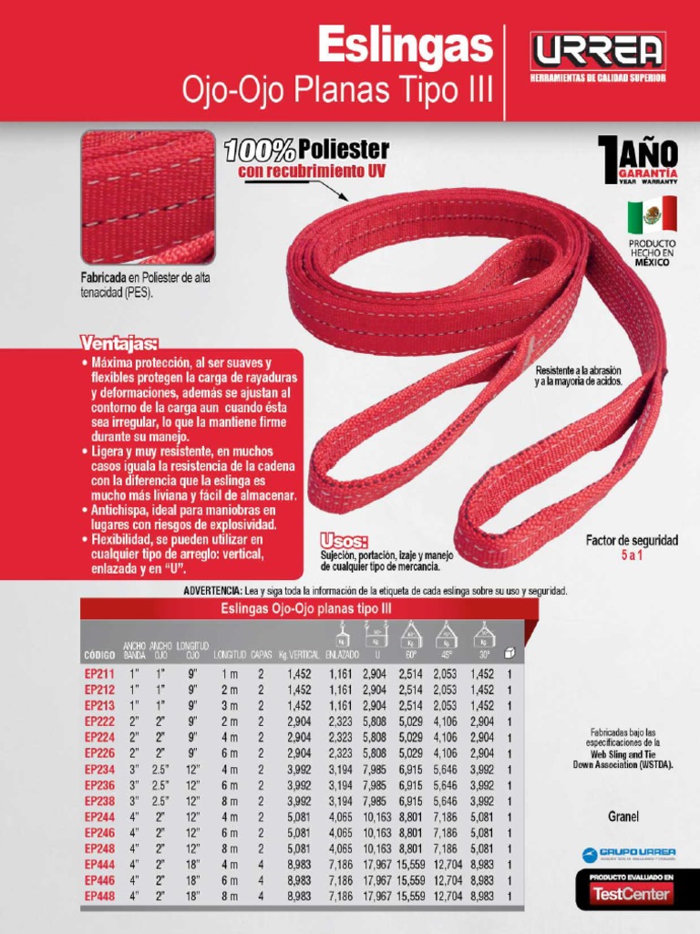 Ficha Técnica - Eslingas - FTDOC2019 | PDF