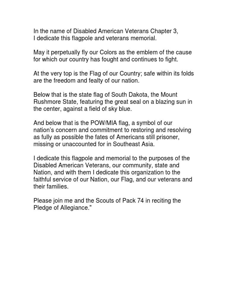 Flagpole Dedication Script | PDF