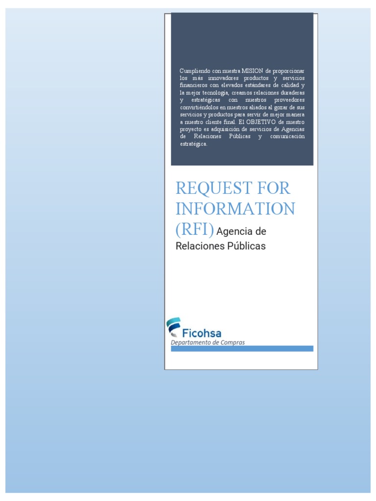 Formato Ejemplo - RFI Request For Information | Descargar gratis PDF ...