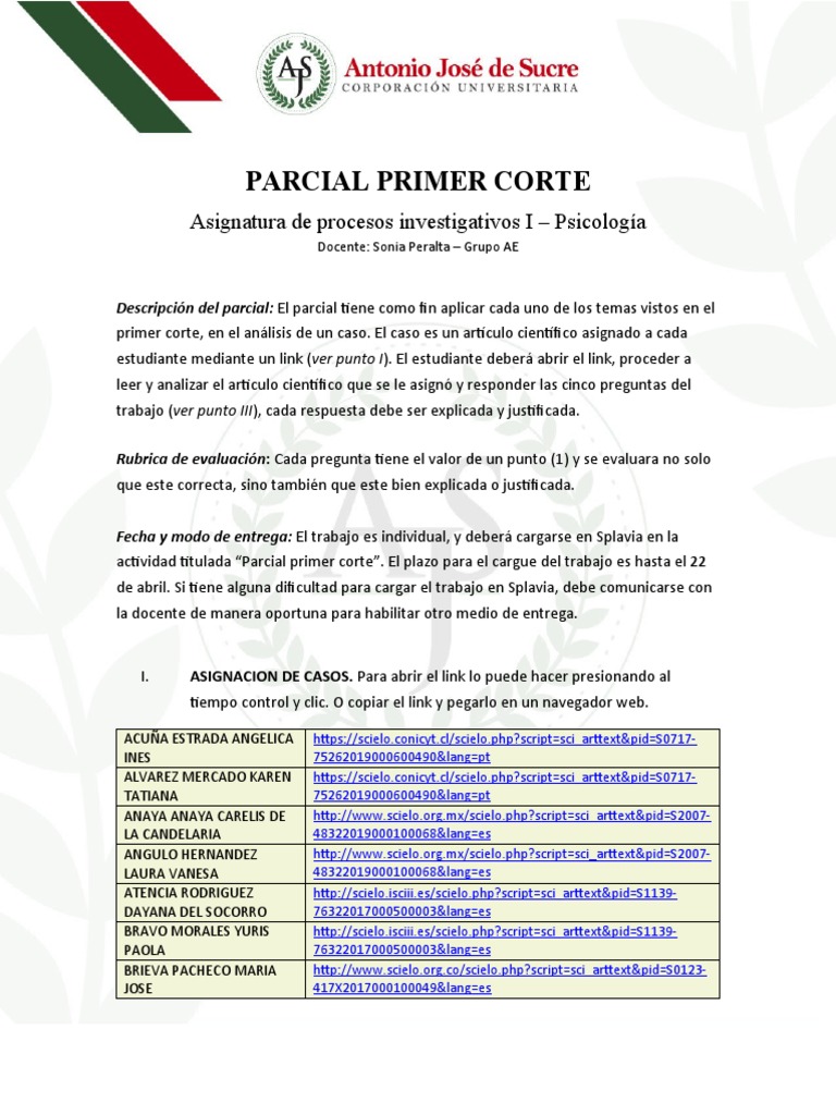 Parcial Primer Corte | PDF | Experimentar | Paradigma