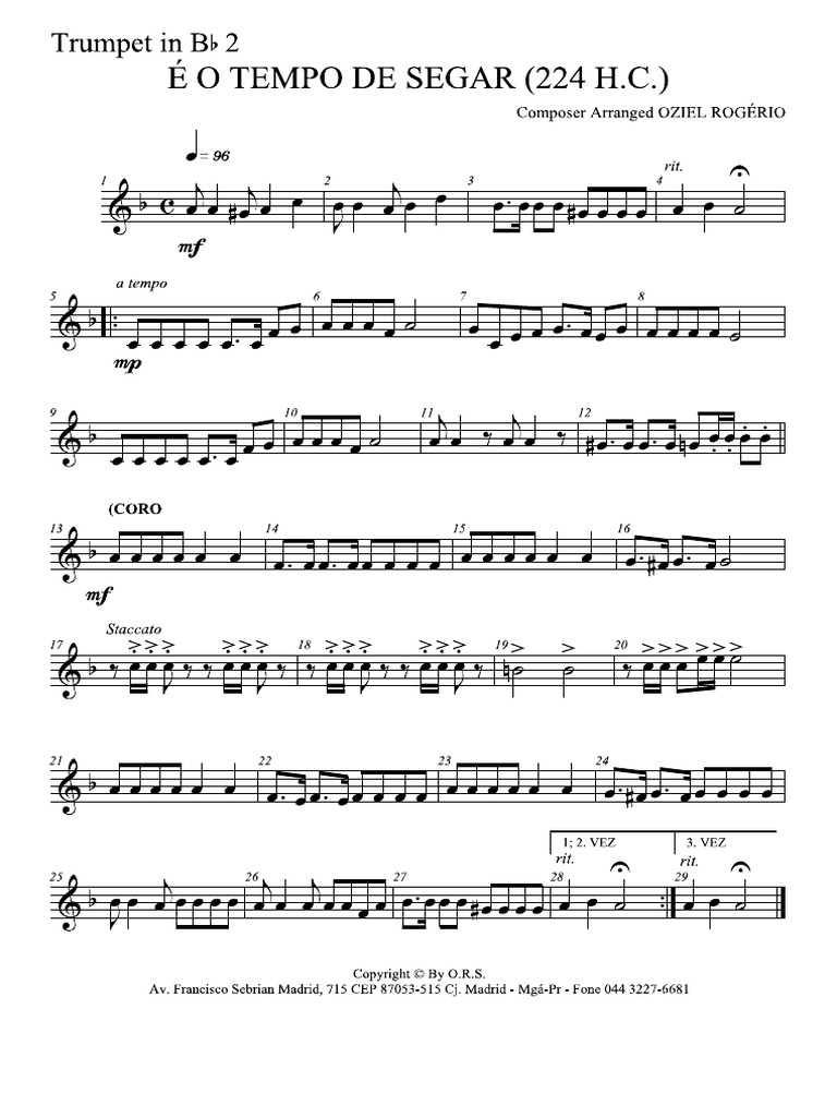224 - É o Tempo de Segar - Trompete 2 | PDF
