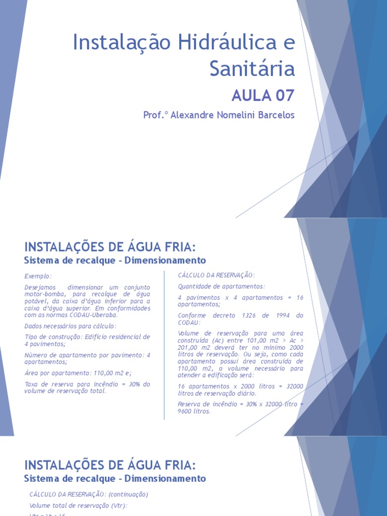 Dimensionamento de Sistema de Recalque | PDF | Quantidades físicas ...