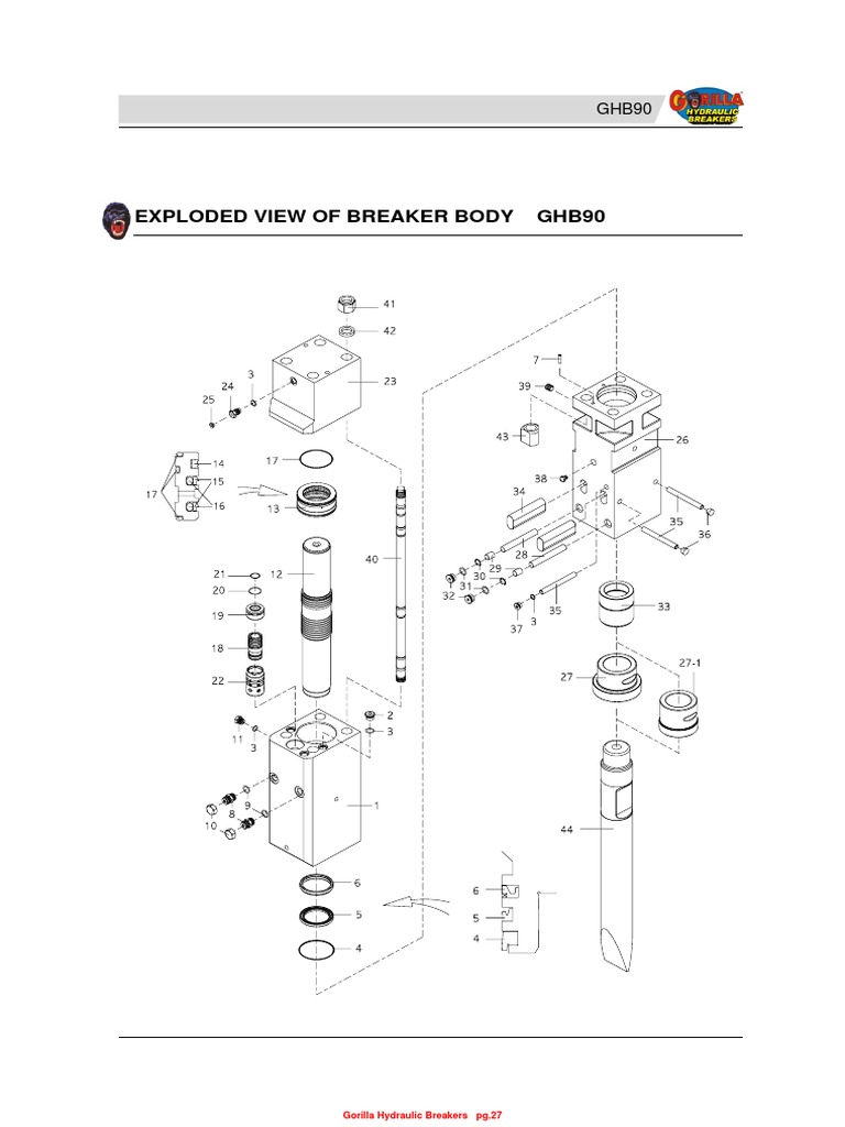 Exploded View of Breaker Body Ghb90: Gorilla Hydraulic Breakers pg.27 ...