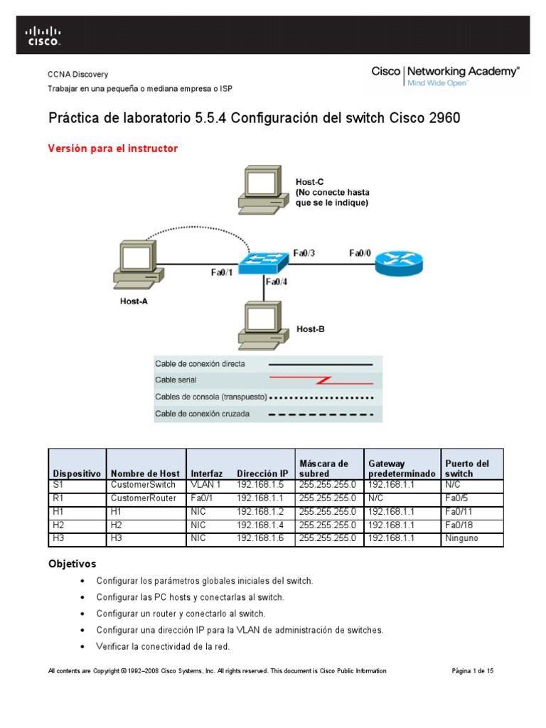 Che2 Lab 5.5.4.5 Config-Switch-Instructor | PDF | Dirección IP ...