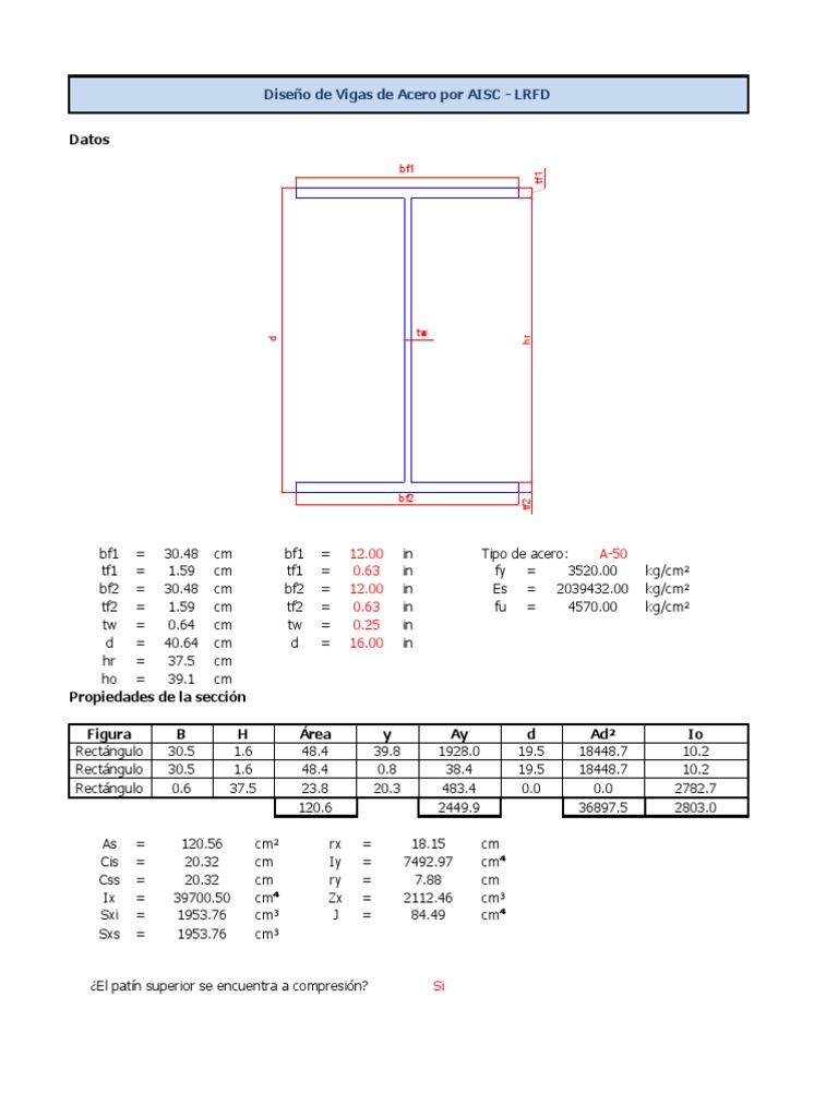 Diseño de Vigas de Acero AISC-LRFD | PDF | Esfuerzo de torsión | Mecánica de Medios Continuos