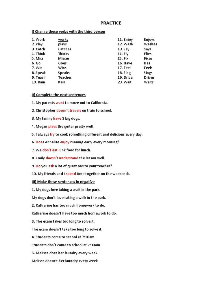 PRACTICE Simple Present | PDF