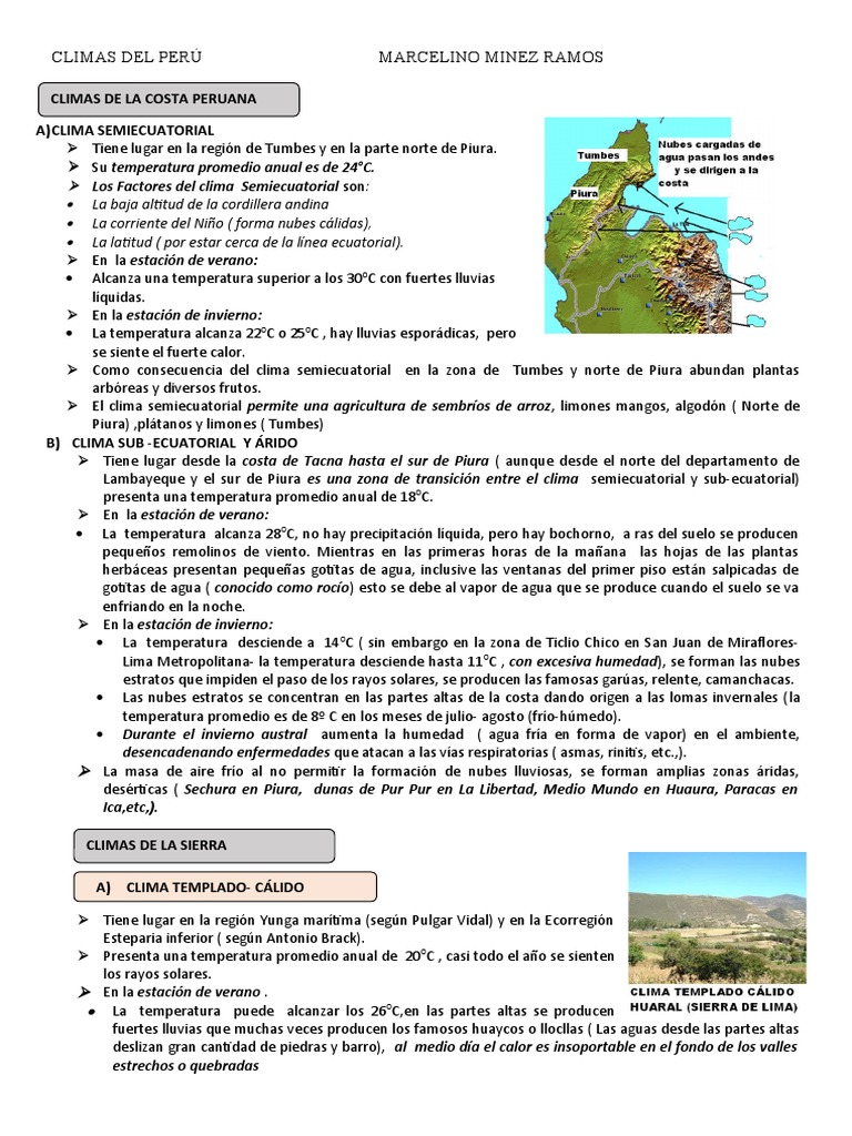 Climas del Perú: Características y Regiones | PDF | Clima | Precipitación