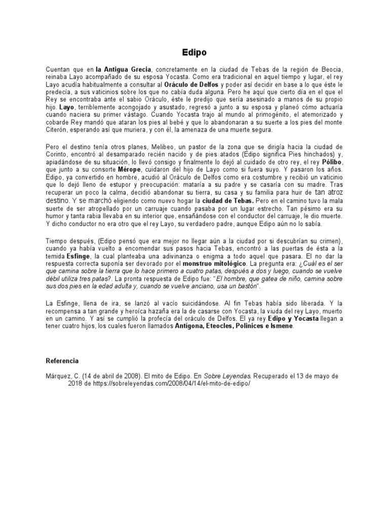 Mito de Edipo Rey | PDF | Edipo | Mitología griega
