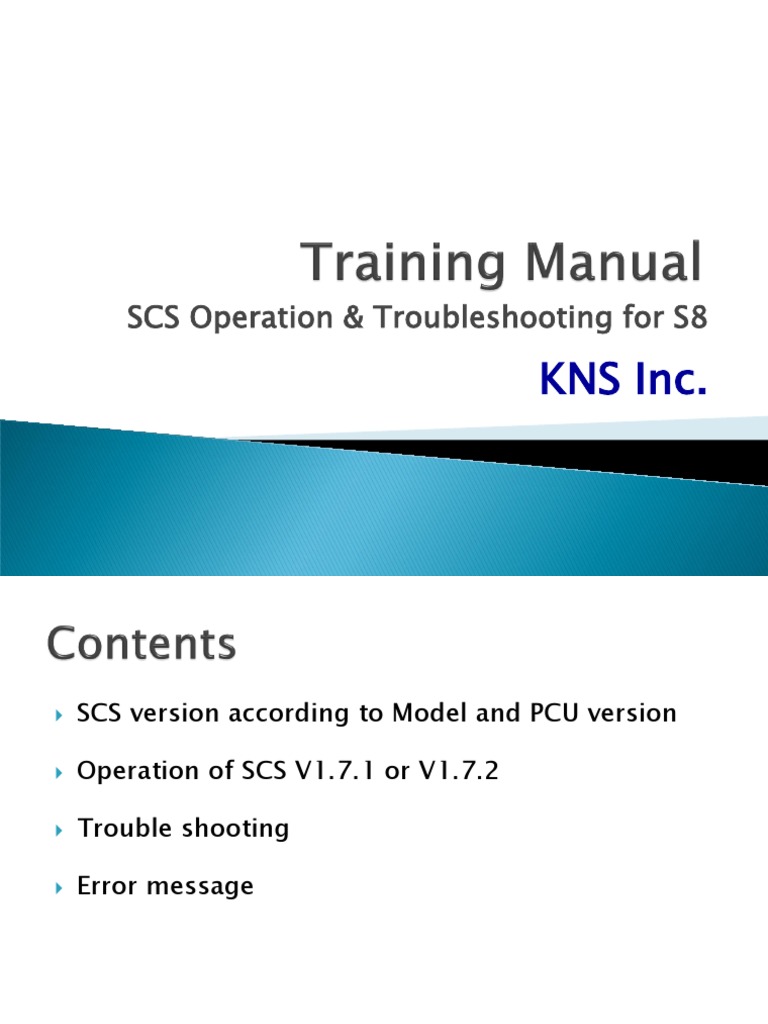 03 - TRAINING PROGRAM - SCS Operation & Troubleshooting For S8 | PDF ...