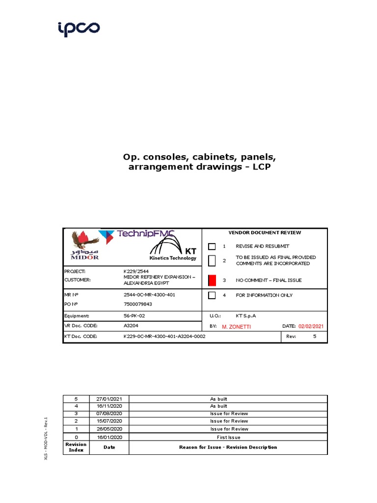 Op. Consoles, Cabinets, Panels, Arrangement Drawings - LCP: Vendor ...