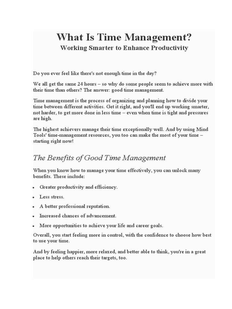 What Is Time Management? | PDF | Time Management | Professional Skills