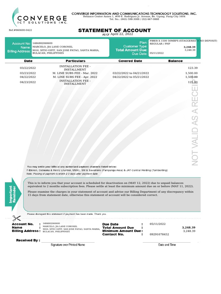 Statement of Account For Internet | PDF | Banking