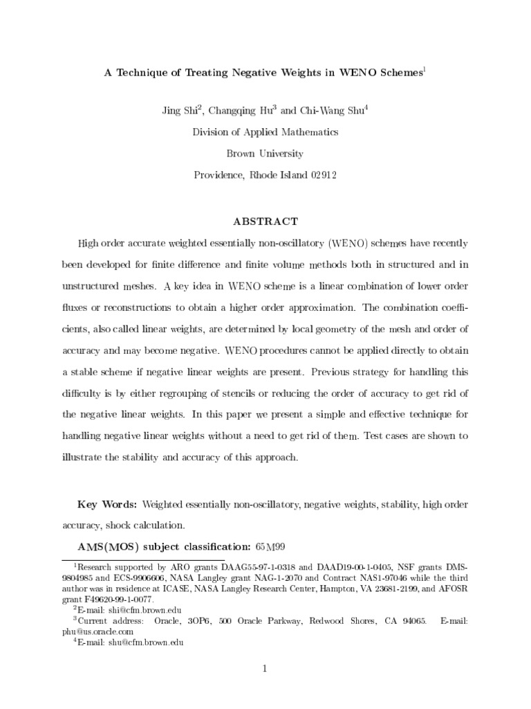 A Technique of Treating Negative Weights in WENO Schemes | PDF | Interpolation | Equations