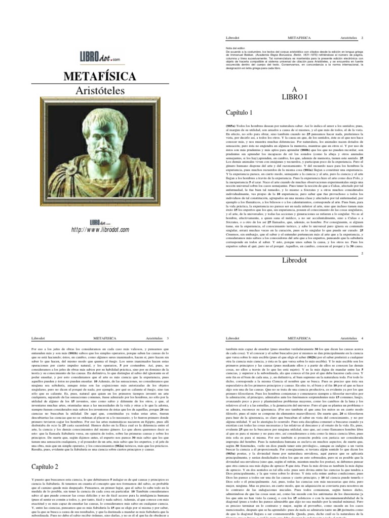Aristoteles - Metafisica (Libro I y IV) | PDF | Teoría de sustancias | Platón