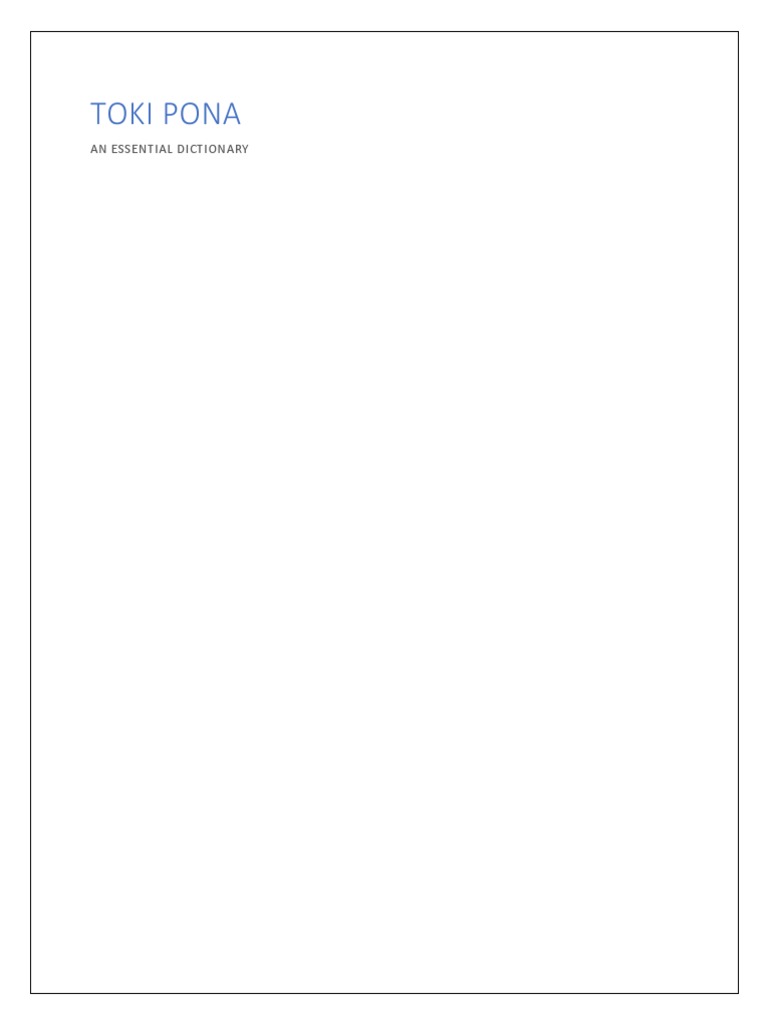Toki Pona Essential Dictionary | PDF | Verb | Part Of Speech