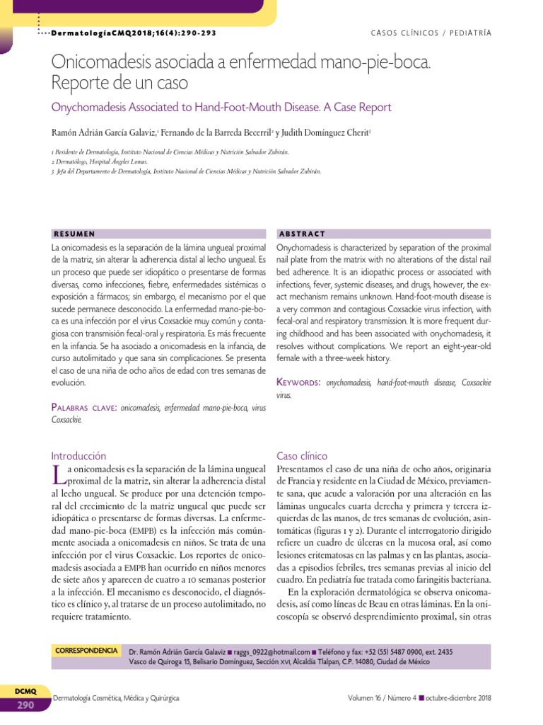 Onicomadesis en niños por EMPB | PDF | Ciencias de la Salud | Medicina ...