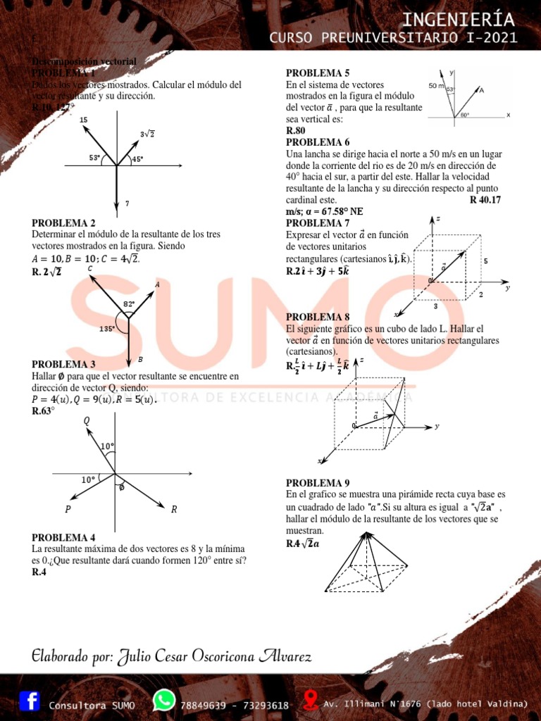 Guia de Ejercicios de Vectores | PDF | Vector Euclidiano | Triángulo