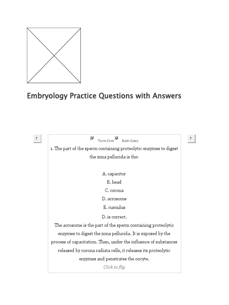 Embryology Practice Questions With Answers: Click To Flip | PDF ...
